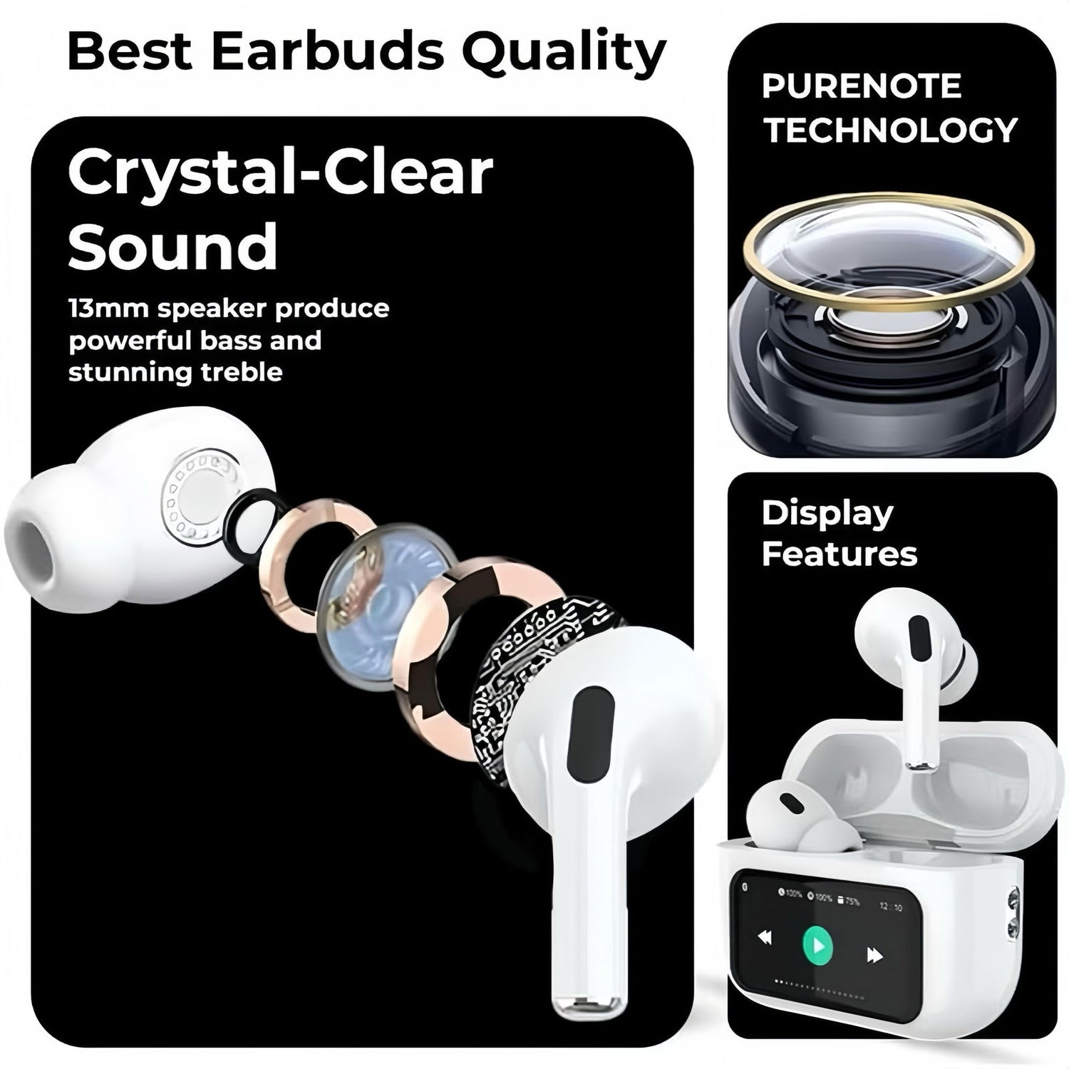 A9 Pro Earbuds with touch screen noise cancellation long battery life ...